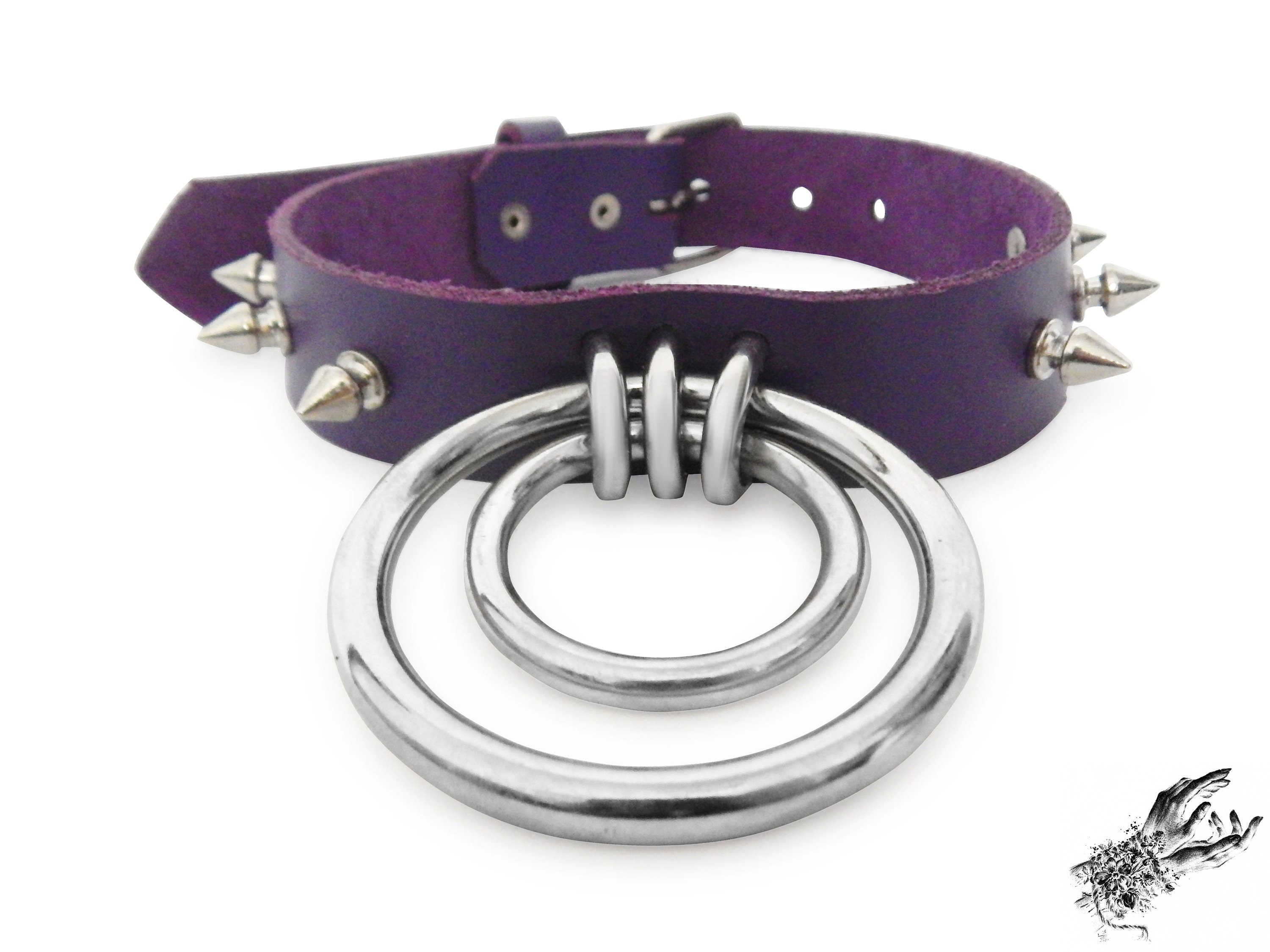 Purple Studded Double O Ring Choker Purple Spiked O Ring - Etsy Singapore
