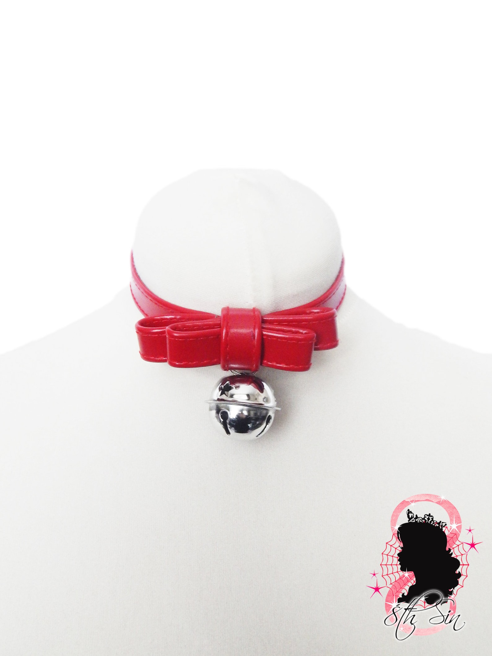 Red Faux Leather Bow and Bell Choker Red Bow and Bell Choker - Etsy