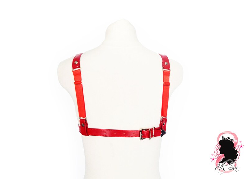 Red Vegan Leather Cage Harness Bra Red O Ring Harness Red - Etsy UK
