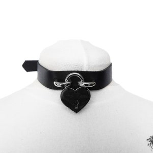 Black Heart Padlock Choker With Key, Black Heart Lock Choker, Lock and ...