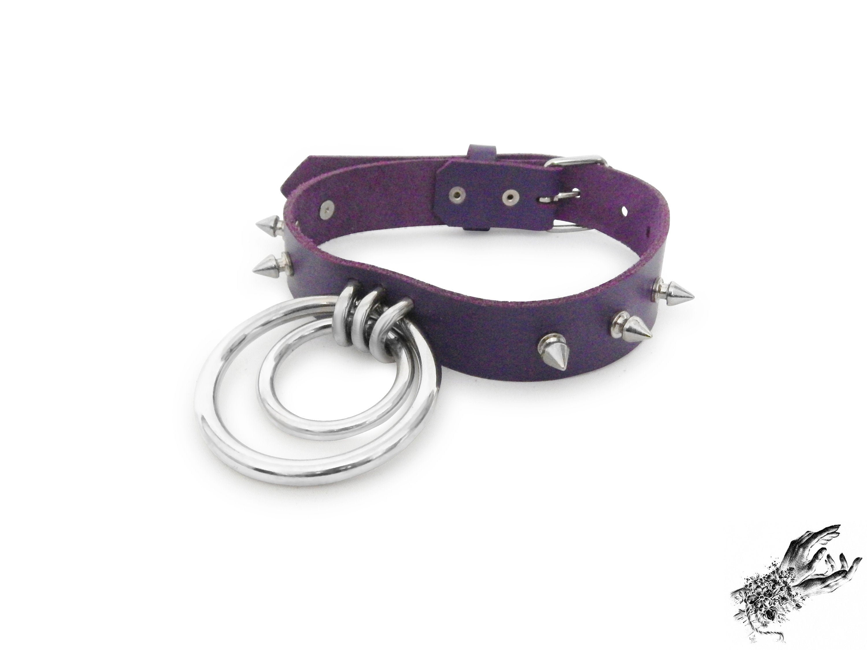 Purple Studded Double O Ring Choker Purple Spiked O Ring - Etsy Singapore
