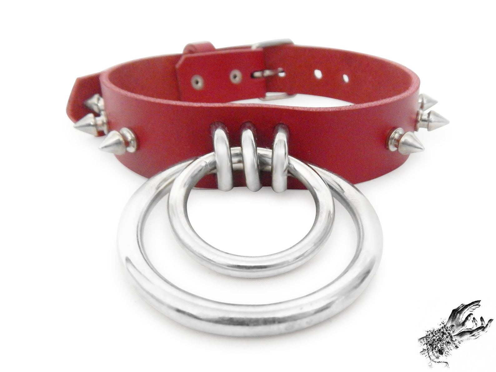 Red Studded Double O Ring Choker Red Spiked O Ring Choker - Etsy Singapore