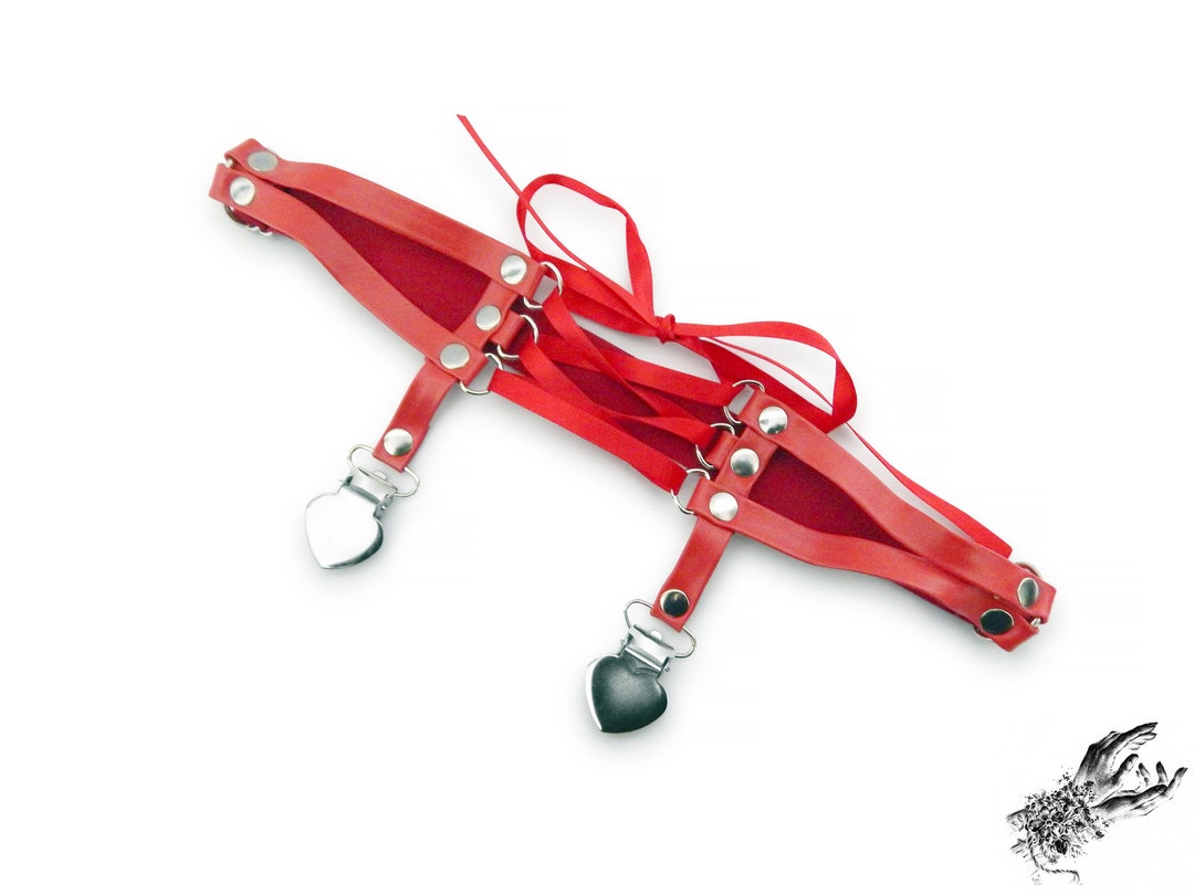 Red Corset Lacing Garter, Red Ribbon Lacing Garter, Red Lace up Garter ...