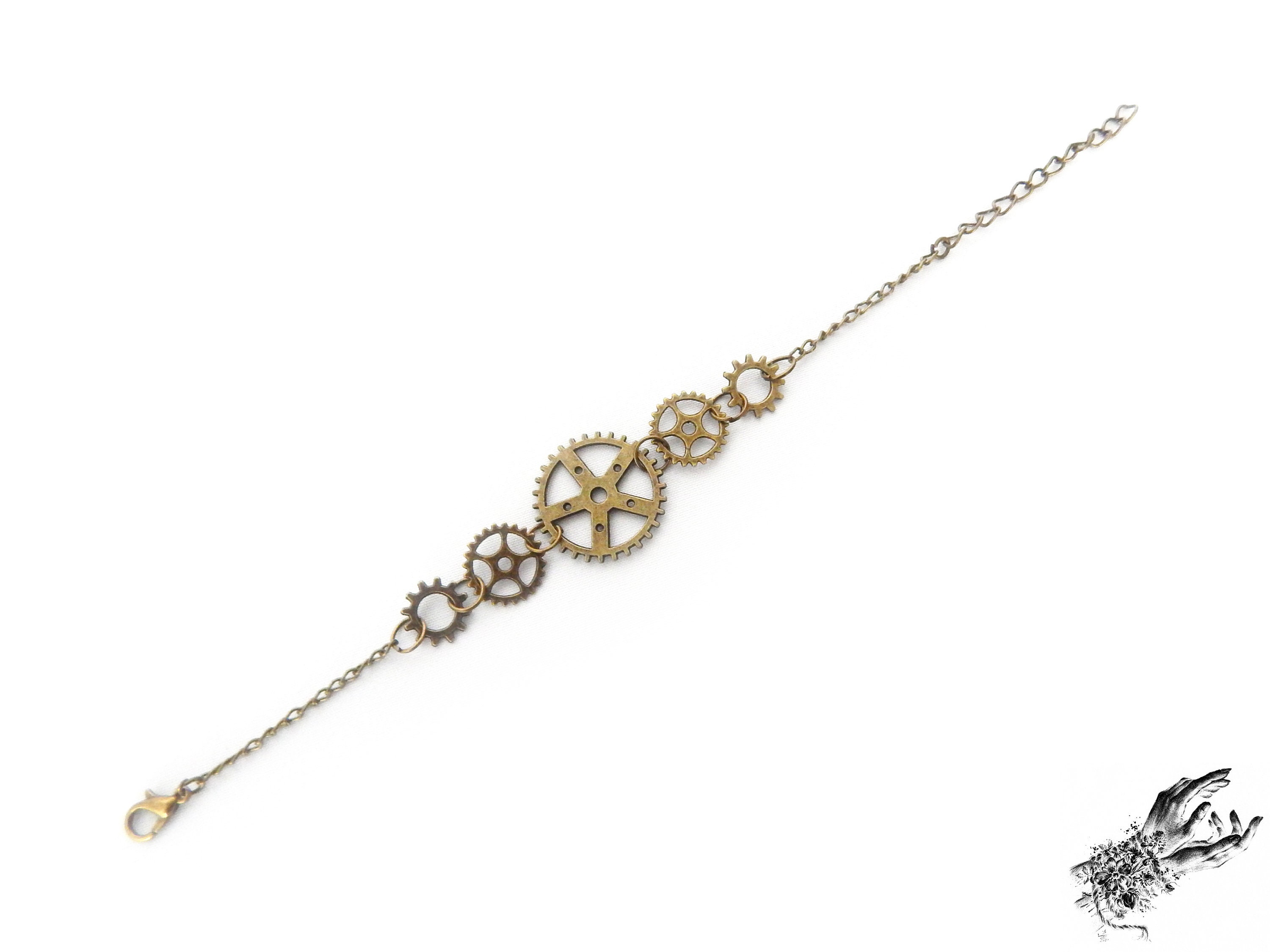 Antique Bronze Gear Bracelet Steampunk Gear Bracelet - Etsy UK