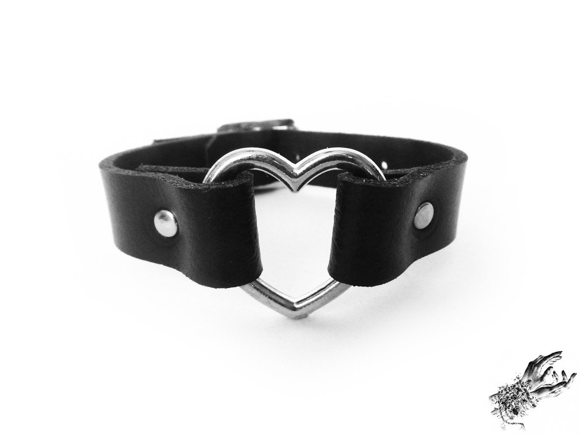 Black Leather Heart Ring Ankle Cuffs Black Heart Ankle Cuffs - Etsy
