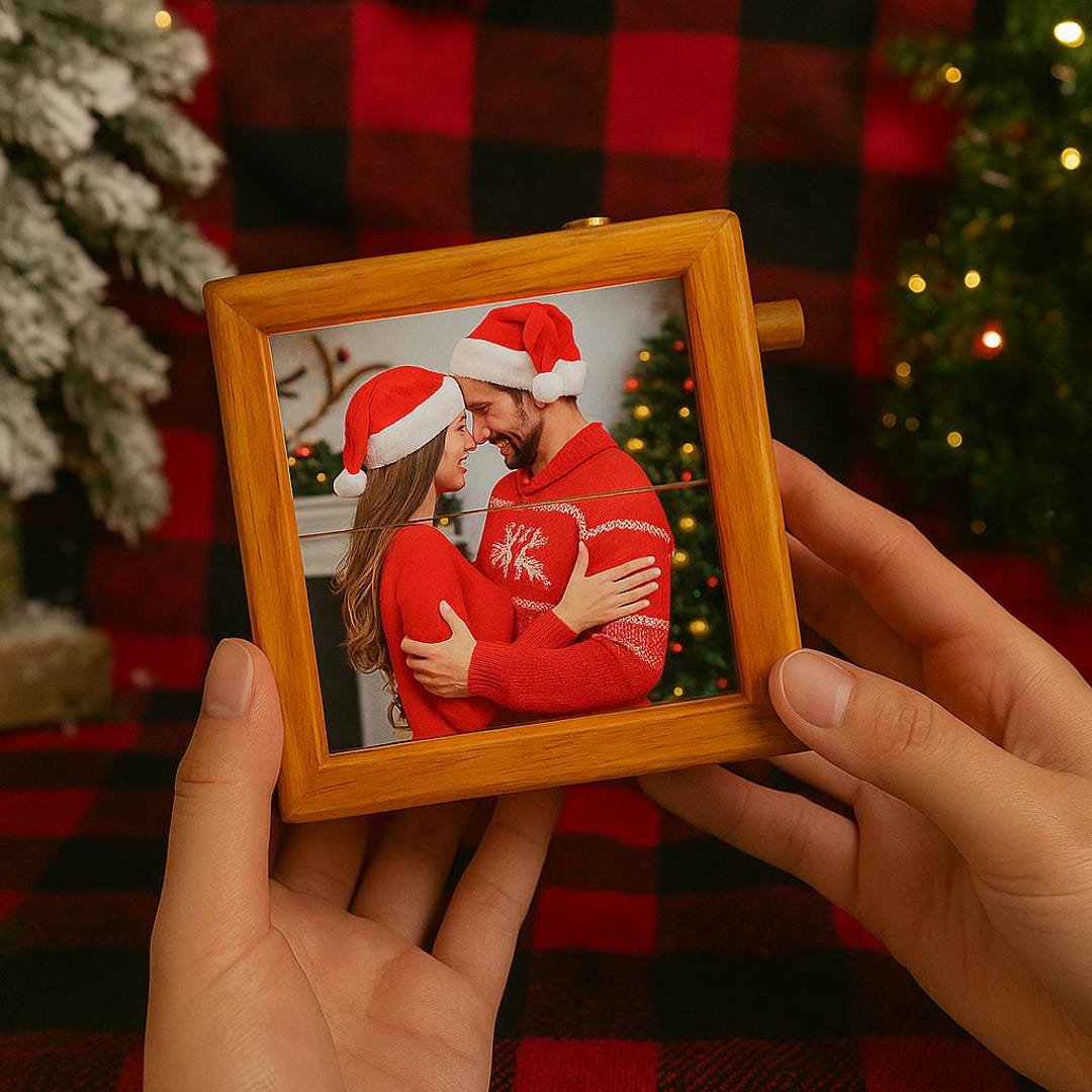 Custom Christmas Photo Flipbook Box With Light – Wooden Animation Album ...