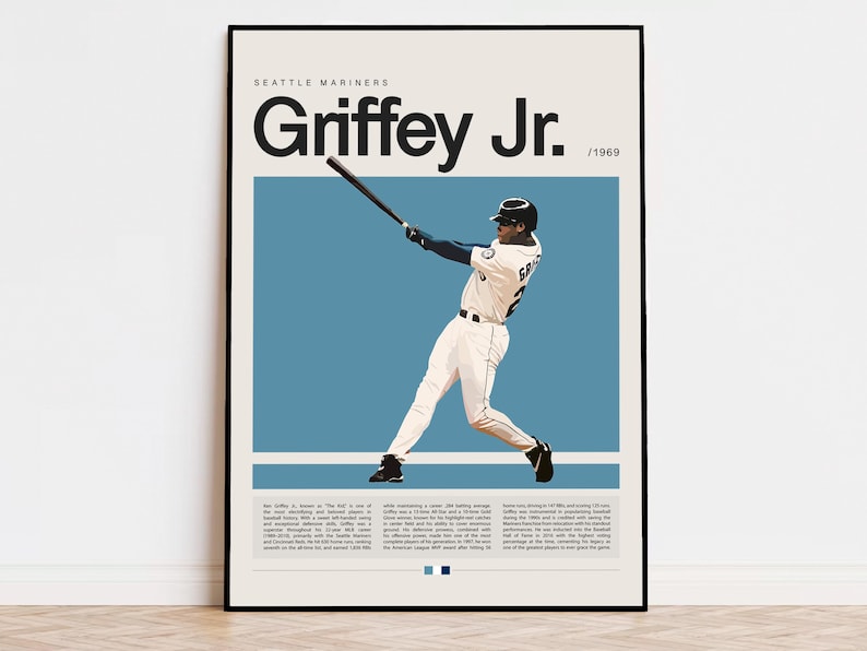 Ken Griffey Jr Poster, Baseball Poster, Seattle Mariners, Sports Poster ...