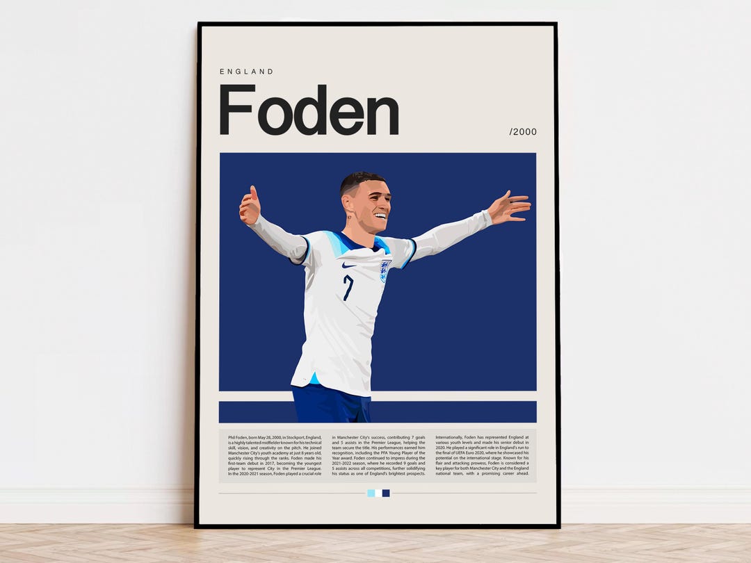 Phil Foden Poster, Football Poster, Soccer Poster Sports Poster, Modern ...