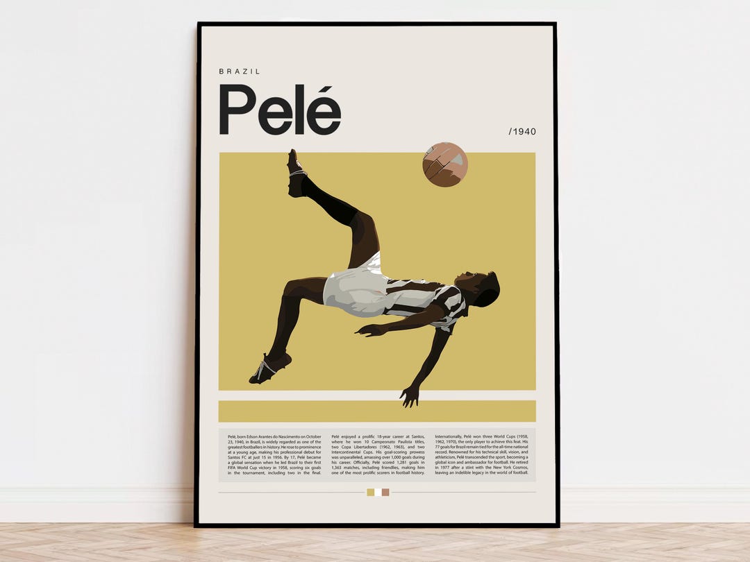 Pelé Poster, Football Poster, Soccer Poster Sports Poster, Modern ...
