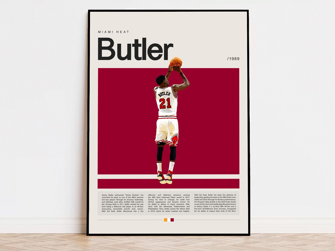Jimmy Butler Poster, NBA Poster, Sports Poster, Mid Century Modern, NBA ...