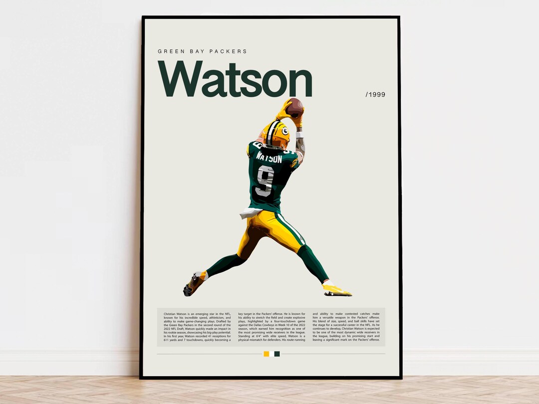 Christian Watson Poster, NFL Poster, Sports Poster, Modern Sports Art ...