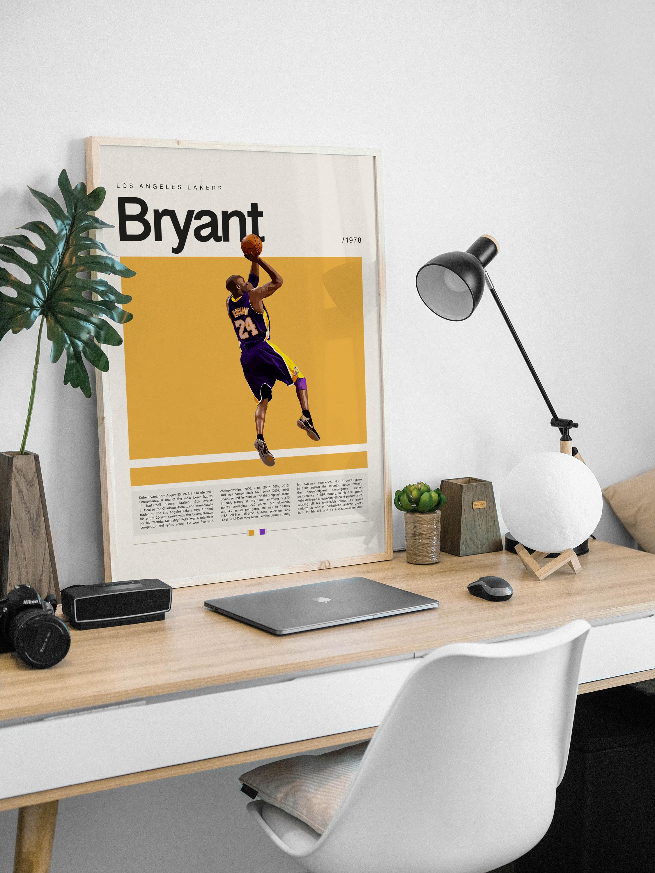 Kobe Bryant Poster, NBA Poster, Sports Poster, Mid Century Modern, NBA ...