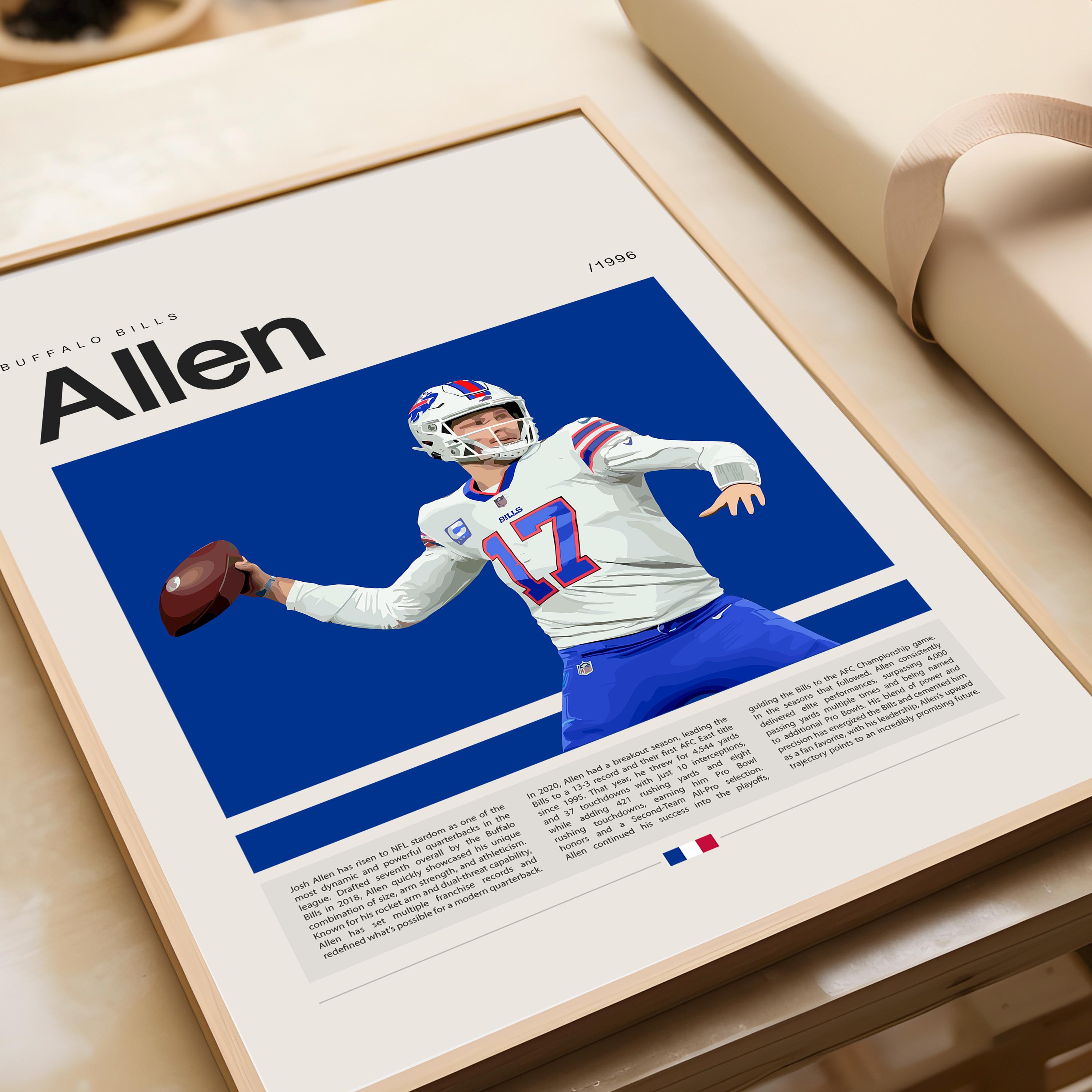 Josh Allen Poster, NFL Poster, Sports Poster, Modern Sports Art, NFL ...