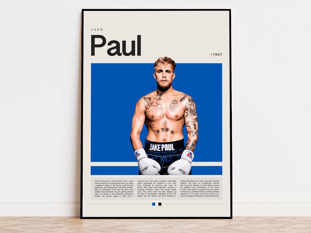 Jake Paul Poster, Boxer Poster, Sports Poster, Modern Sports Art, Boxer ...