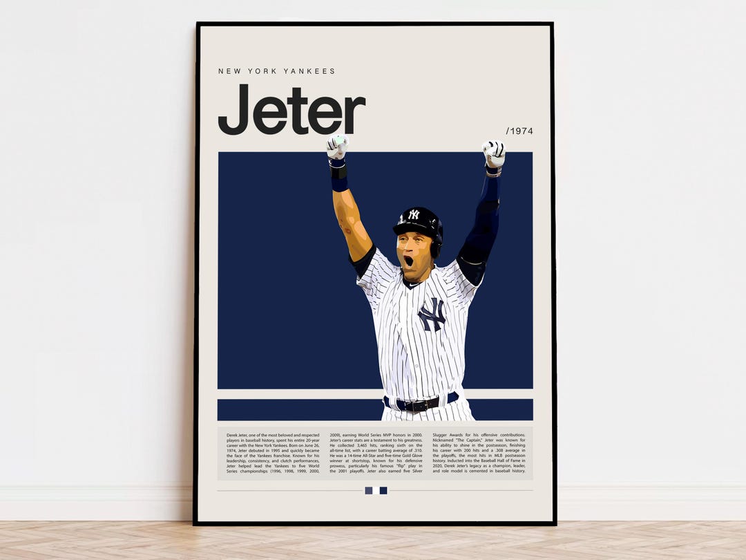 Derek Jeter Poster, Baseball Poster, New York Yankees, Sports Poster ...