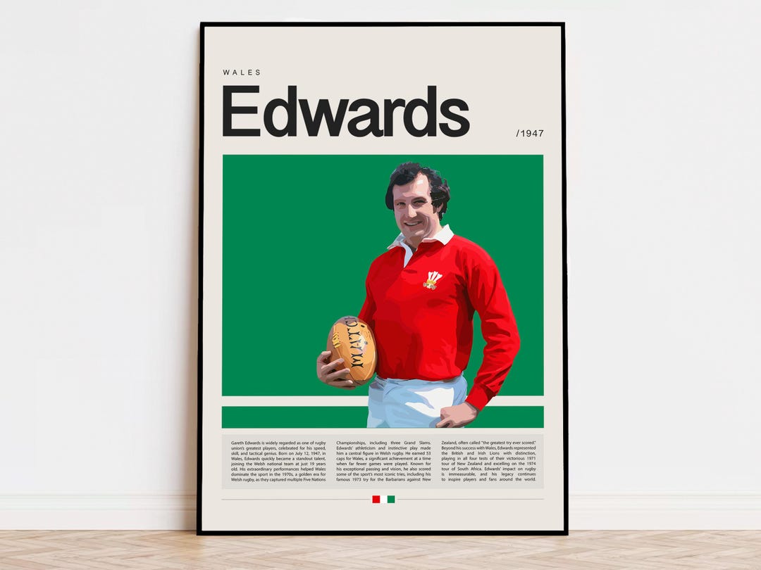 Gareth Edwards Poster, Rugby Poster, Sports Poster, Modern Sports Art ...