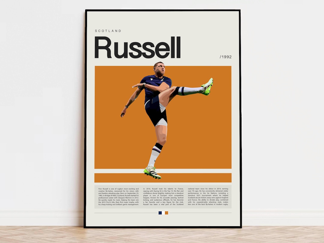 Finn Russell Poster, Rugby Poster, Sports Poster, Modern Sports Art ...