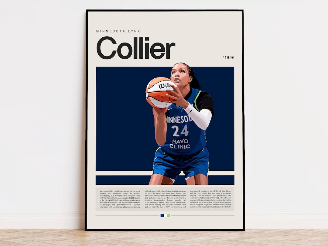 Napheesa Collier Poster, WNBA Poster, Sports Poster, Mid Century Modern ...