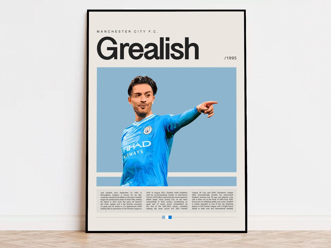 Jack Grealish Poster, Football Poster, Soccer Poster Sports Poster ...