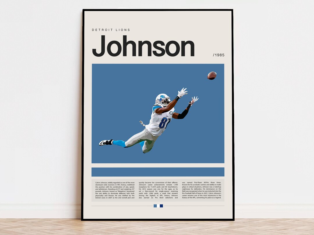 Calvin Johnson Poster, NFL Poster, Sports Poster, Modern Sports Art ...