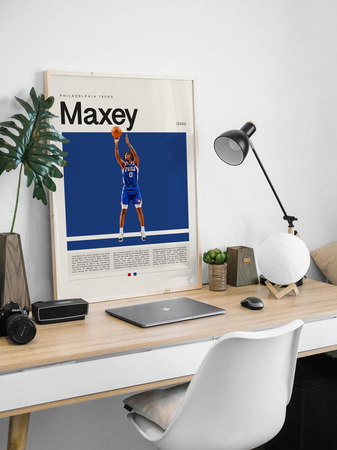Tyrese Maxey Poster, NBA Poster, Sports Poster, Mid Century Modern, NBA ...