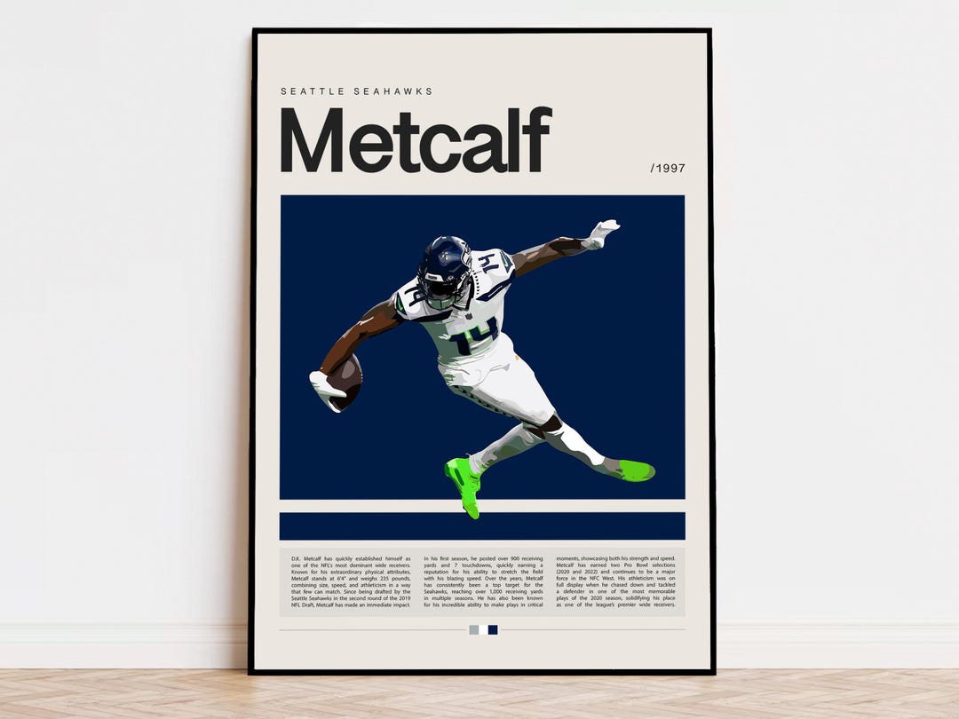 DK Metcalf Poster, NFL Poster, Sports Poster, Modern Sports Art, NFL ...
