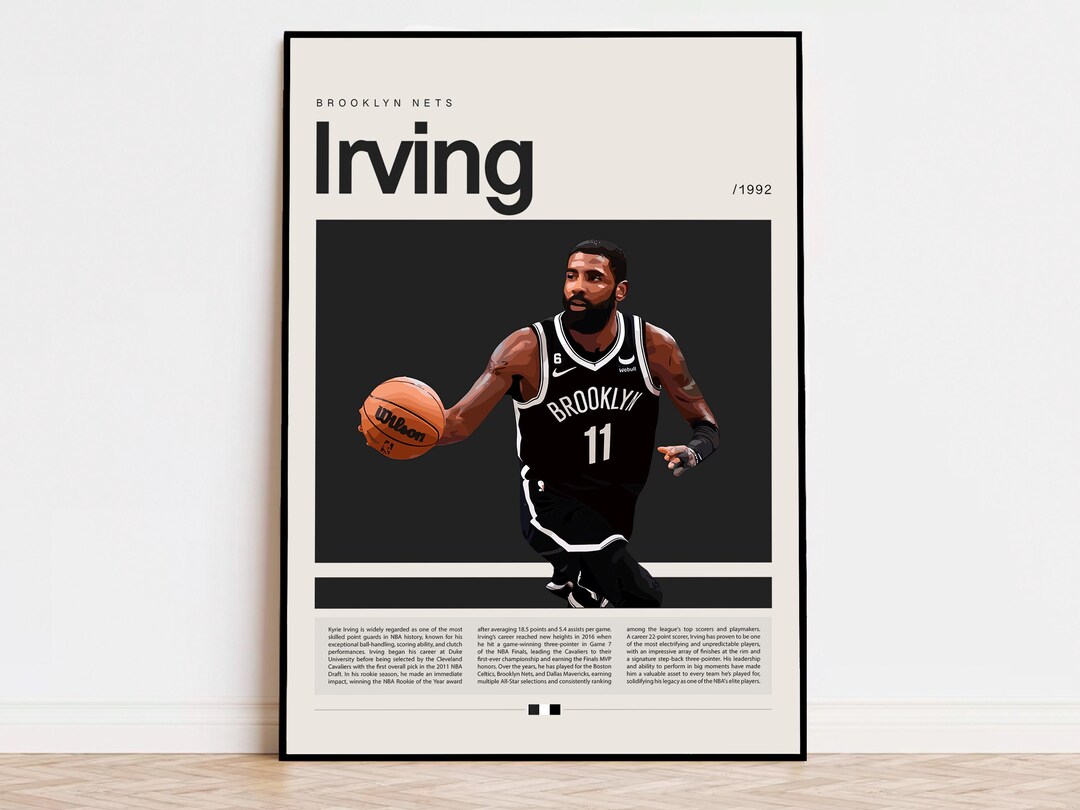 Kyrie Irving Poster, NBA Poster, Sports Poster, Mid Century Modern, NBA ...