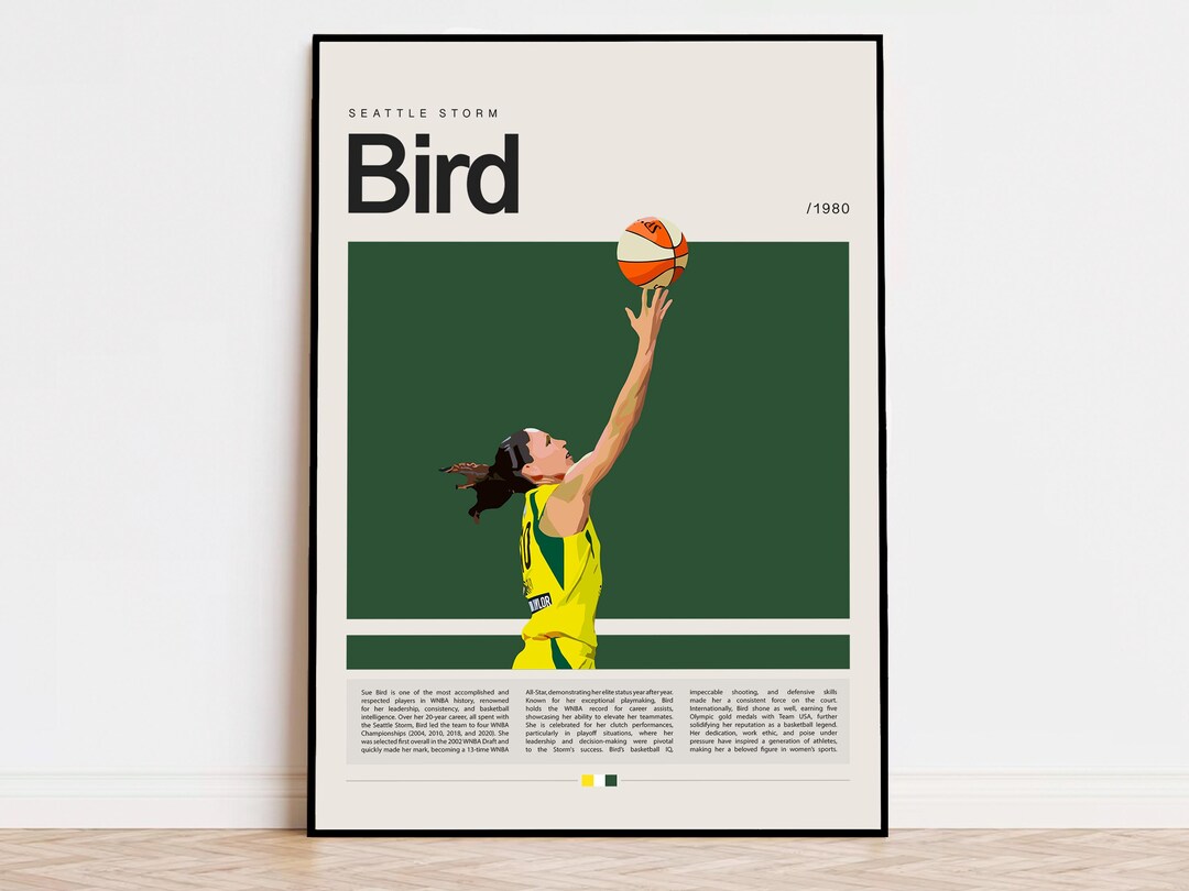 Sue Bird Poster, NBA Poster, Sports Poster, Mid Century Modern, NBA ...