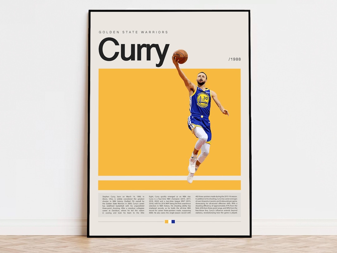 Steph Curry Poster, Golden State Warriors, NBA Poster, Sports Poster ...
