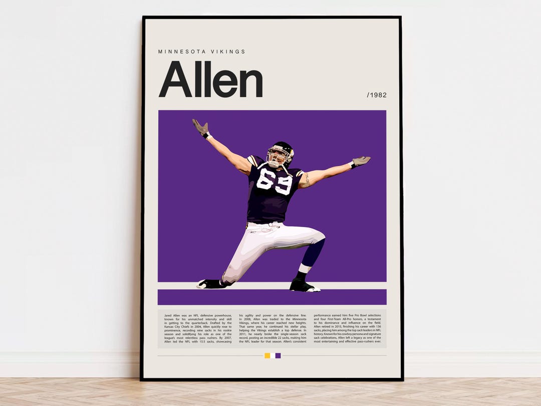 Jared Allen Poster, NFL Poster, Sports Poster, Modern Sports Art, NFL ...