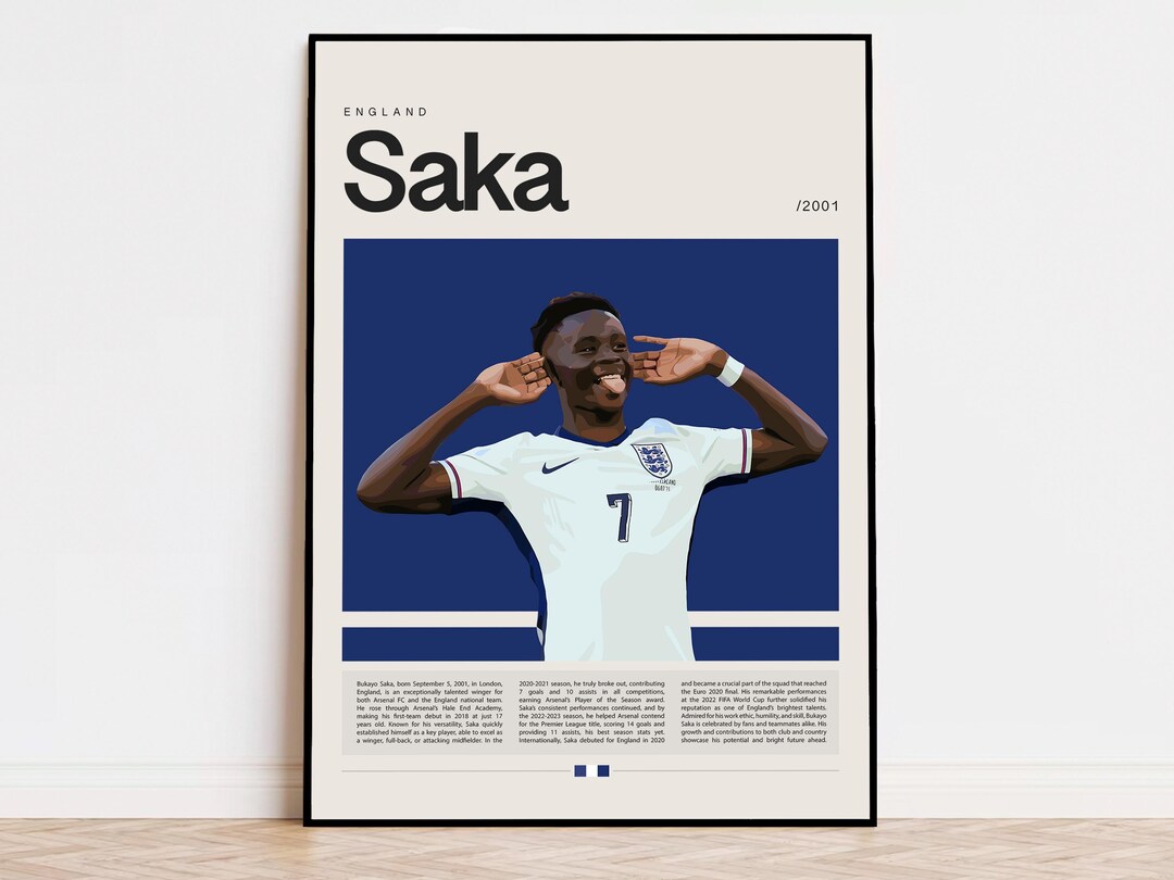 Bukayo Saka Poster, Football Poster, Soccer Poster Sports Poster ...