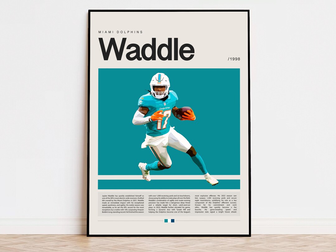 Jaylen Waddle Poster, NFL Poster, Sports Poster, Modern Sports Art, NFL ...