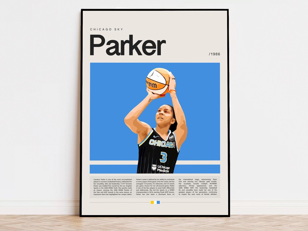 Candace Parker Poster, WNBA Poster, Sports Poster, Mid Century Modern ...