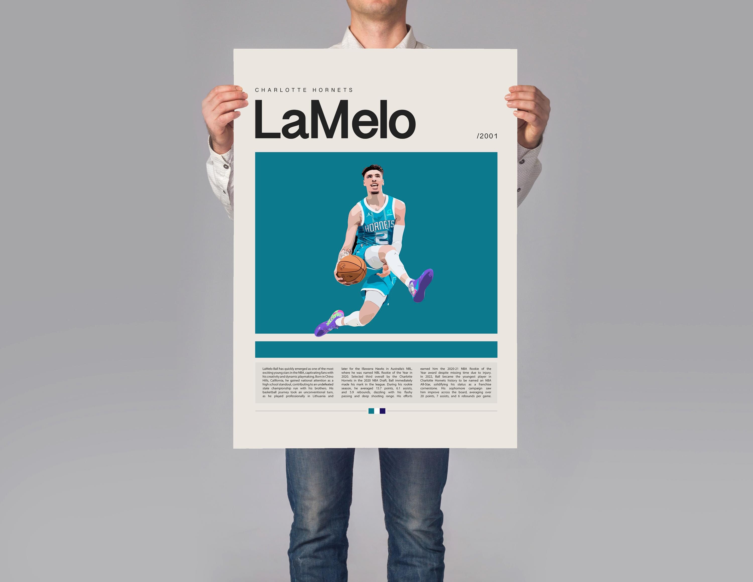 Lamelo Ball Poster, NBA Poster, Sports Poster, Mid Century Modern, NBA ...