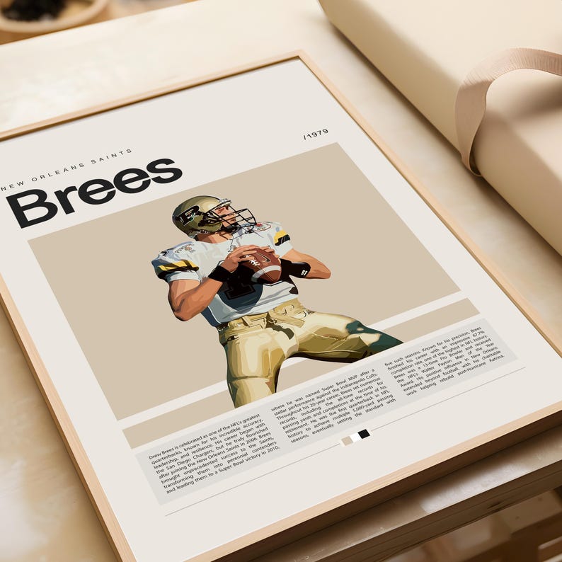 Drew Brees Poster, NFL Poster, Sports Poster, Modern Sports Art, NFL ...