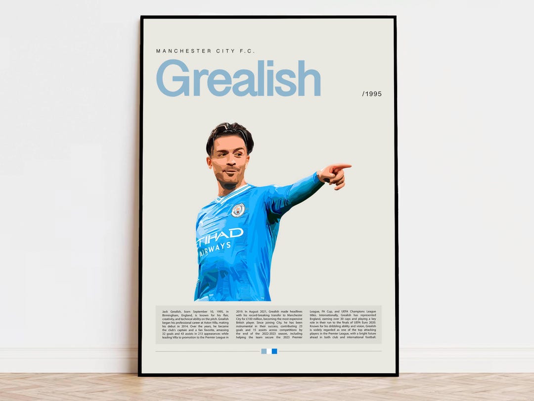 Jack Grealish Poster, Football Poster, Soccer Poster Sports Poster ...
