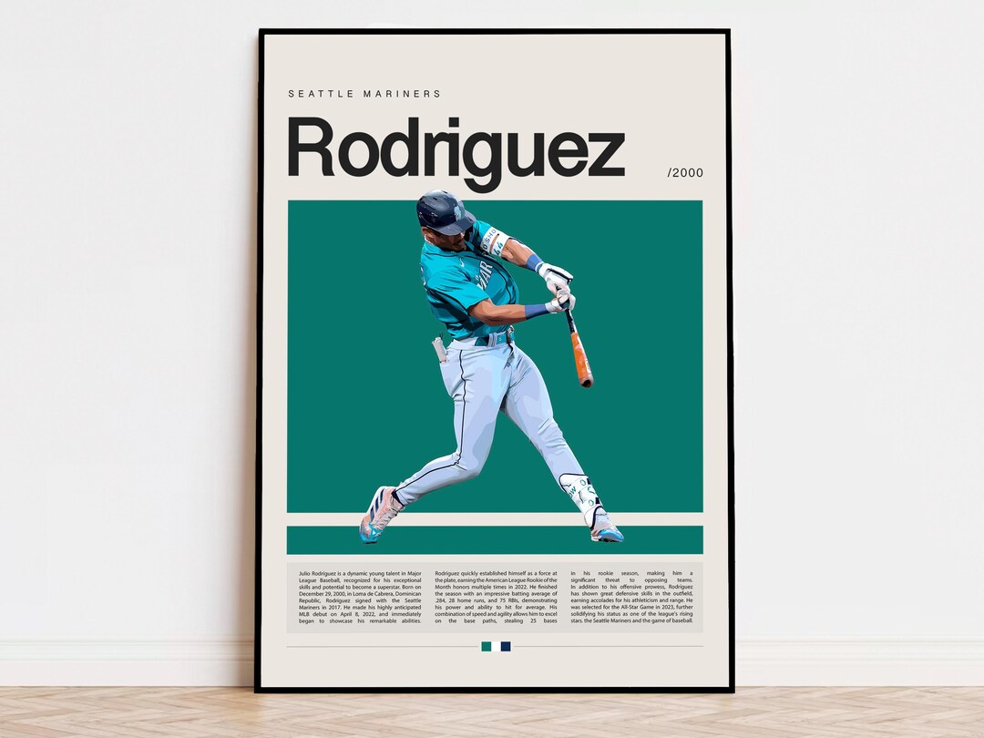 Julio Rodriguez Poster, Baseball Poster, Seattle Mariners, Sports ...
