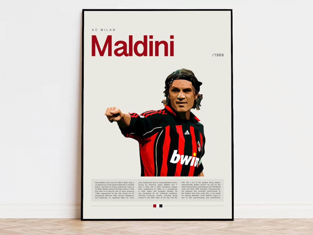 Paolo Maldini Poster, Football Poster, Soccer Poster Sports Poster ...