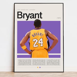 Kobe Bryant Poster, NBA Poster, Sports Poster, Mid Century Modern, NBA ...