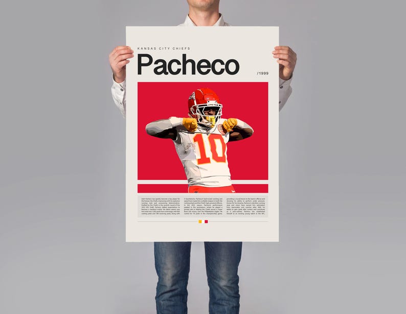 Isiah Pacheco Poster, NFL Poster, Sports Poster, Modern Sports Art, NFL ...