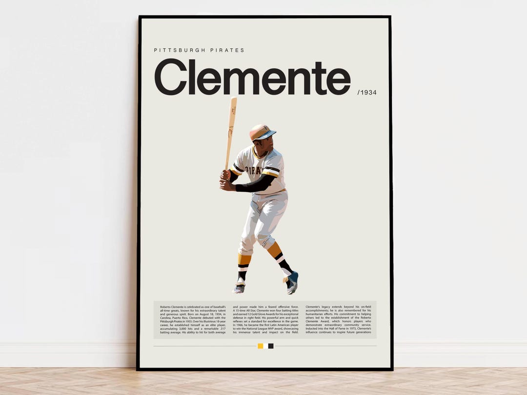 Roberto Clemente Poster, Baseball Poster, Pittsburgh Pirates, Sports ...