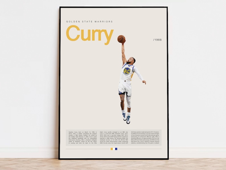 Steph Curry Poster, Golden State Warriors, NBA Poster, Sports Poster ...