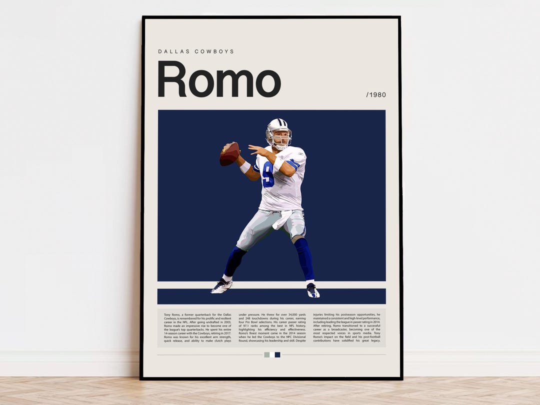 Tony Romo Poster, NFL Poster, Sports Poster, Modern Sports Art, NFL ...