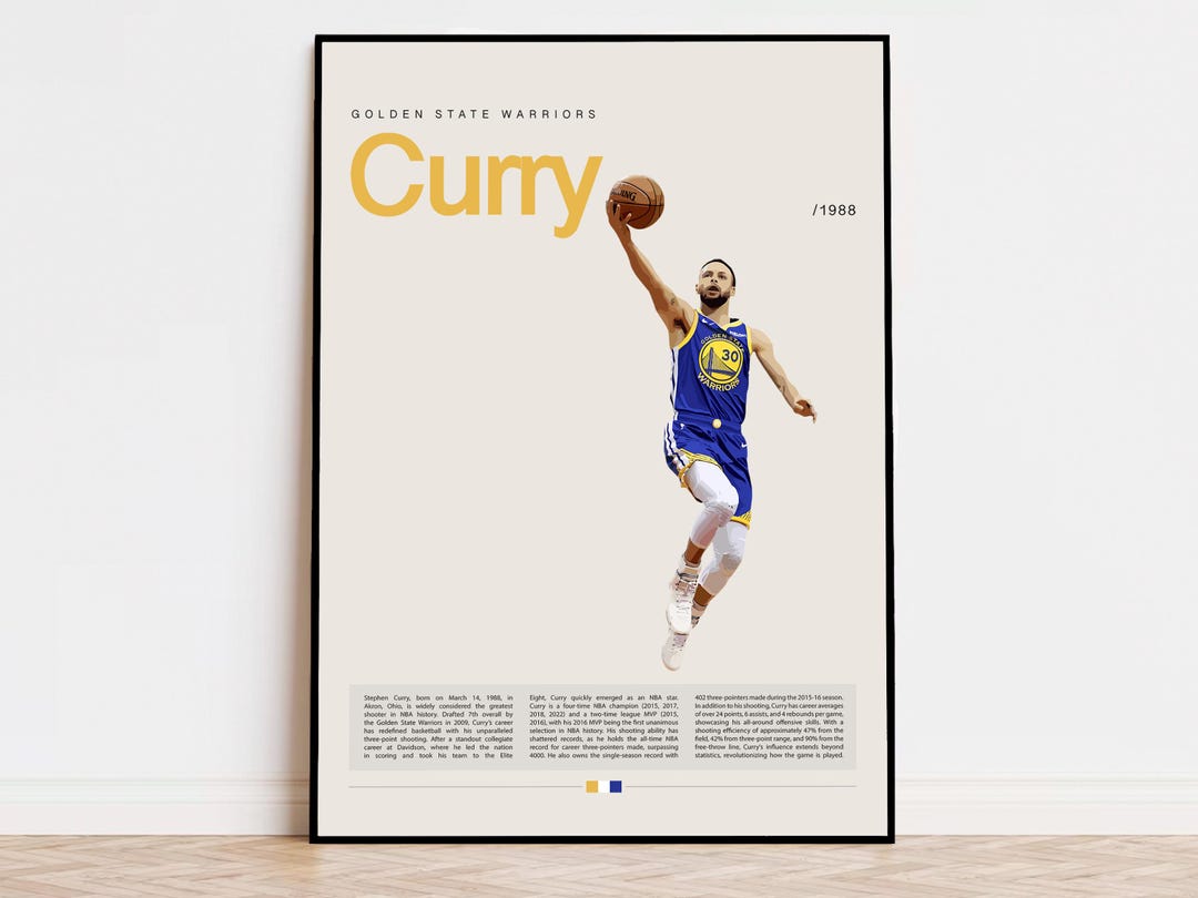 Steph Curry Poster, Golden State Warriors, NBA Poster, Sports Poster ...
