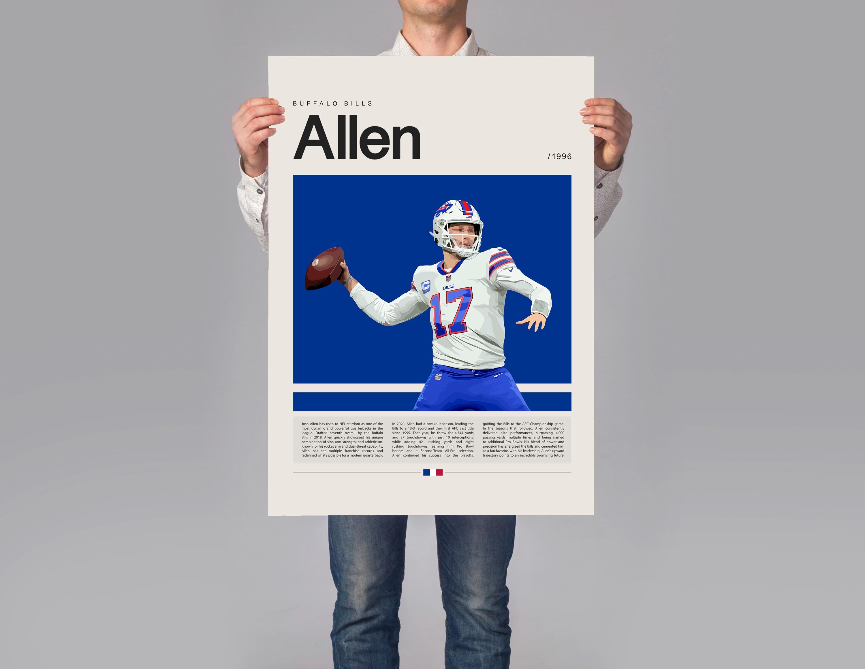 Josh Allen Poster, NFL Poster, Sports Poster, Modern Sports Art, NFL ...