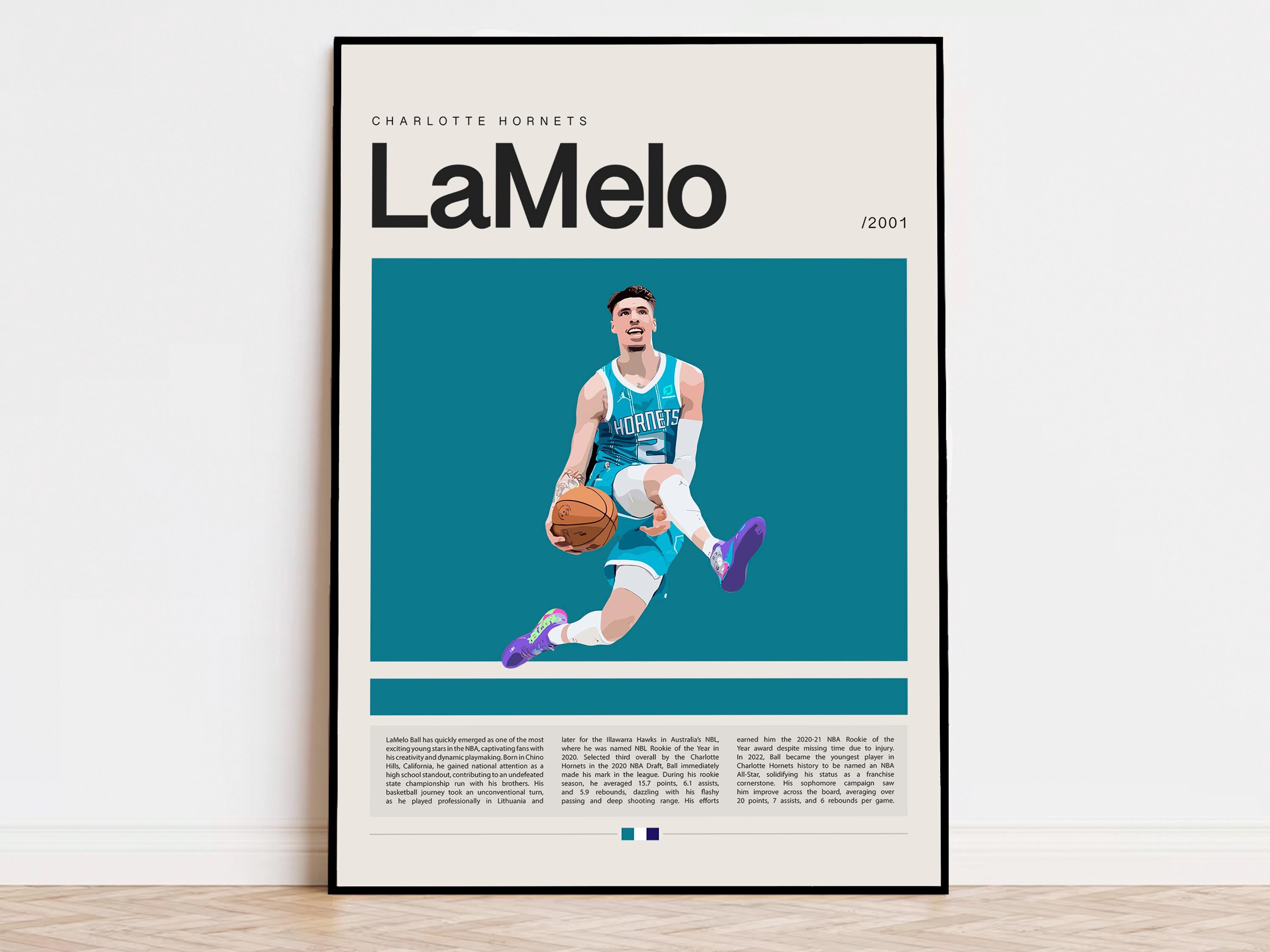 Lamelo Ball Poster, NBA Poster, Sports Poster, Mid Century Modern, NBA ...