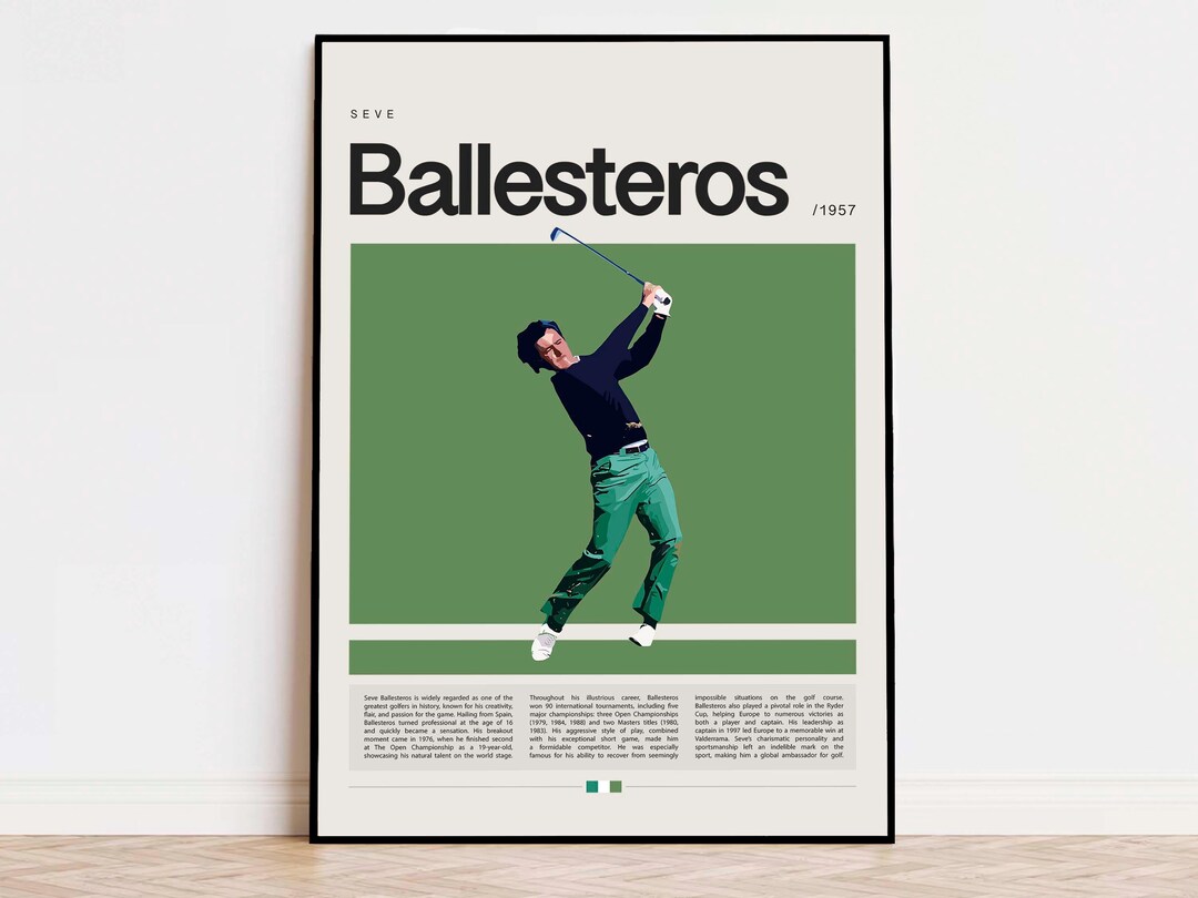 Seve Ballesteros Poster, Golf Poster, Gift for Golfer, Sports Poster ...