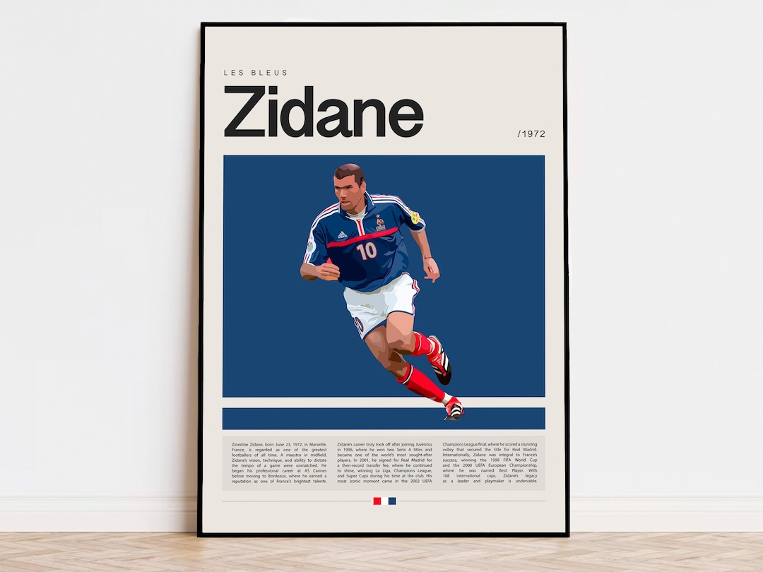 Zinedine Zidane Poster, Football Poster, Soccer Poster Sports Poster ...