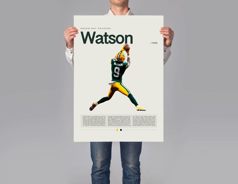 Christian Watson Poster, NFL Poster, Sports Poster, Modern Sports Art ...