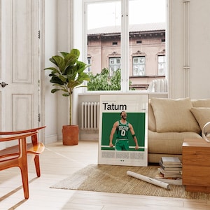 Jayson Tatum Poster, NBA Poster, Sports Poster, Mid Century Modern, NBA ...